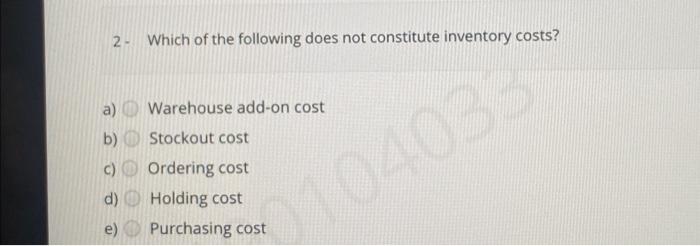 Solved 2. Which of the following does not constitute | Chegg.com