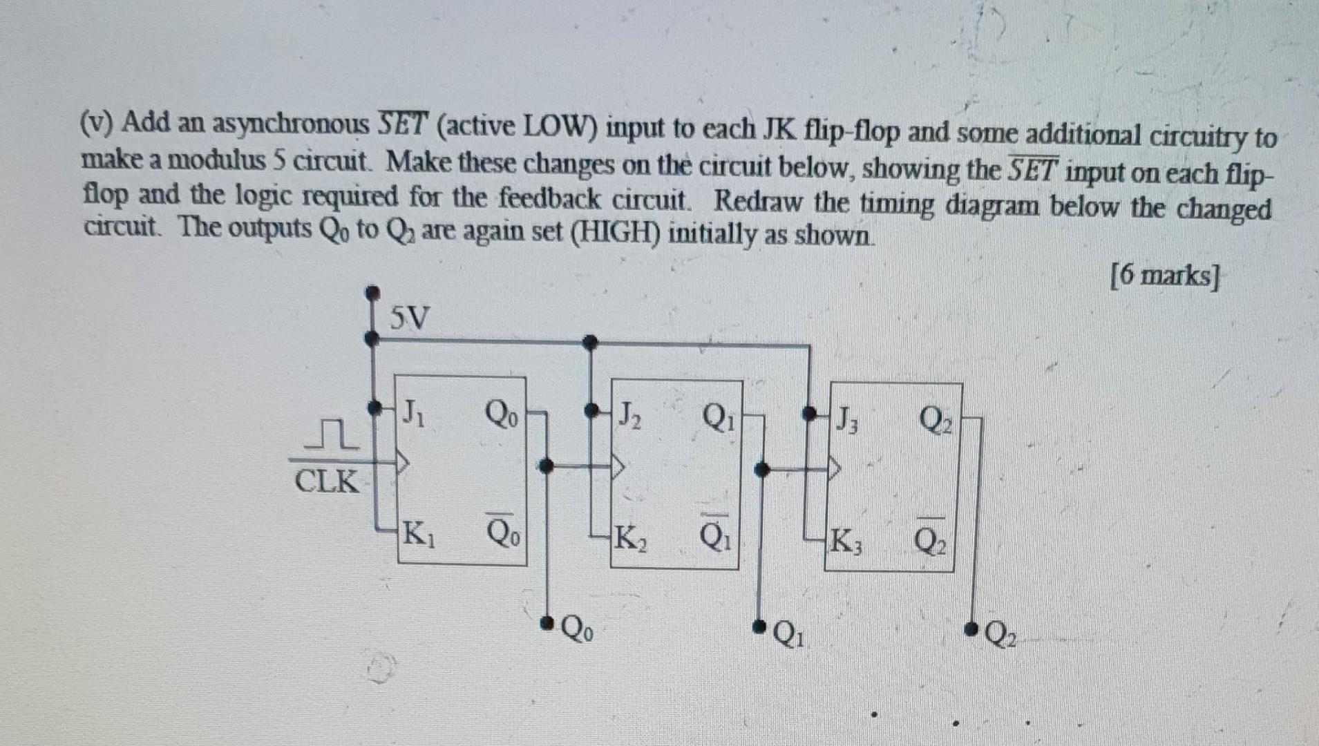 Solved (v) Add an asynchronous SET (active LOW) input to | Chegg.com