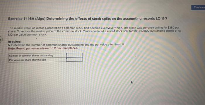 Solved Exercise 11-16A (Algo) Determining the effects of | Chegg.com
