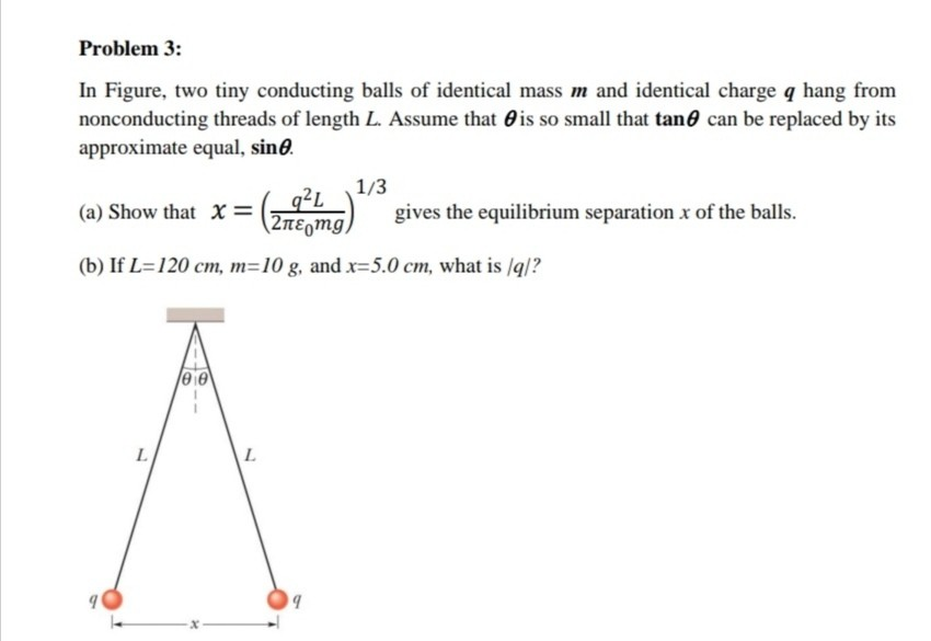Solved Problem 3: In Figure, two tiny conducting balls of | Chegg.com
