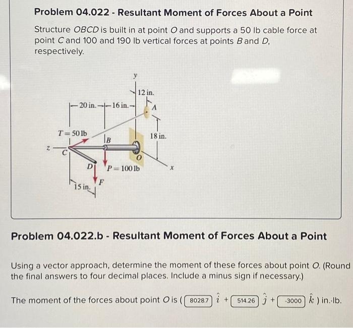 Solved Problem 04.022 - Resultant Moment of Forces About a | Chegg.com