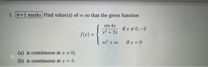 Solved 1 Find value(s) of m so that the given function | Chegg.com