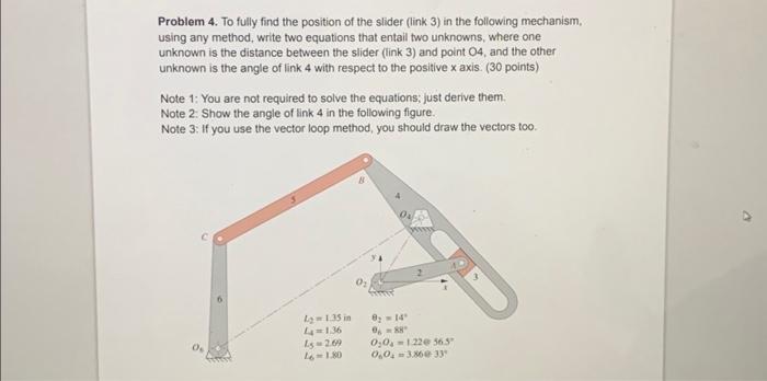 Solved Problem 4. To fully find the position of the slider | Chegg.com