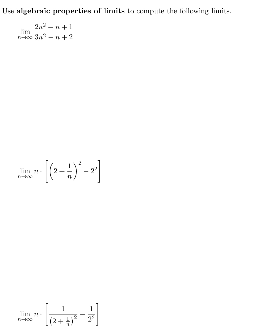 Solved Use algebraic properties of limits to compute the | Chegg.com