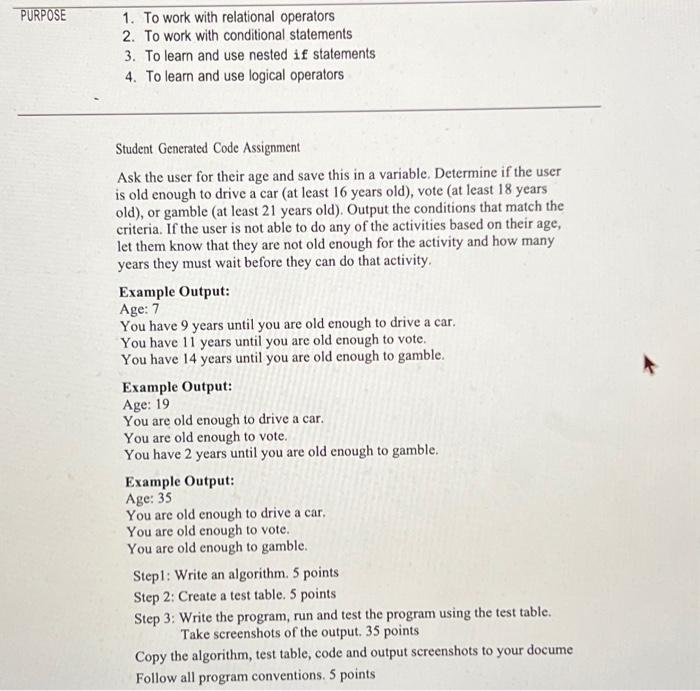 Solved Student Generated Code Assignment Ask the user for | Chegg.com