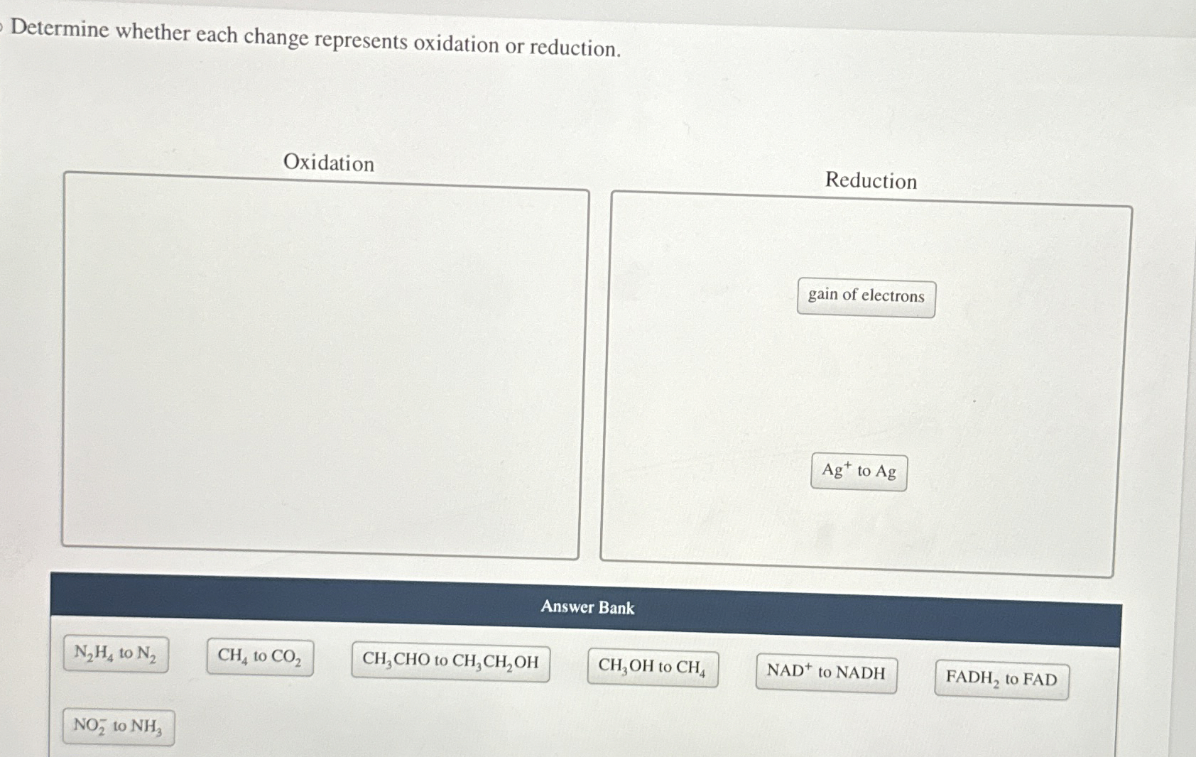 Solved Determine whether each change represents oxidation or | Chegg.com