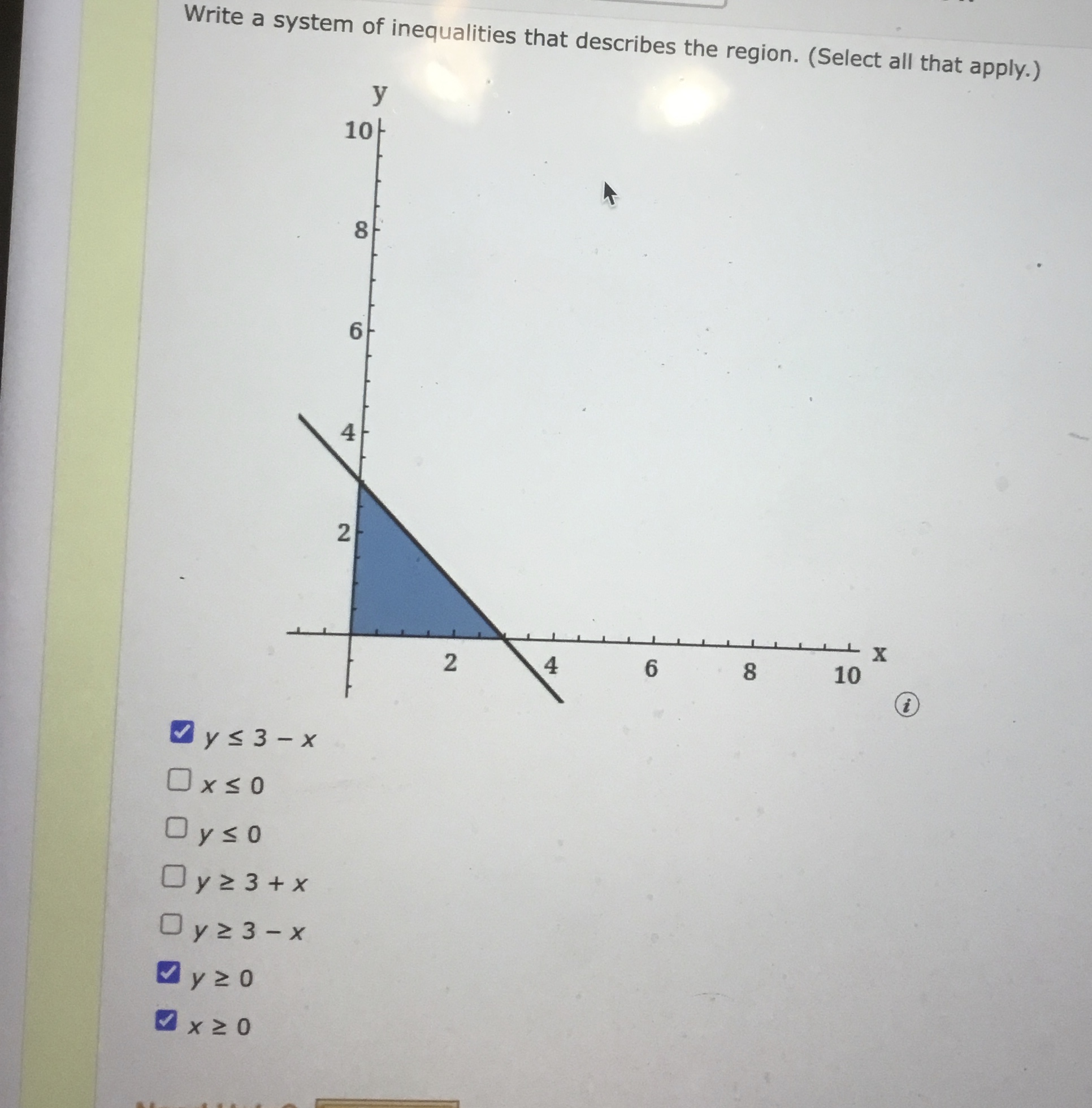 Solved Write a system of ﻿inequalities that describes the | Chegg.com