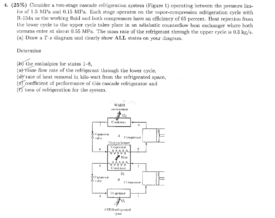 Solved Consider a two-stage cascade refrigeration system | Chegg.com
