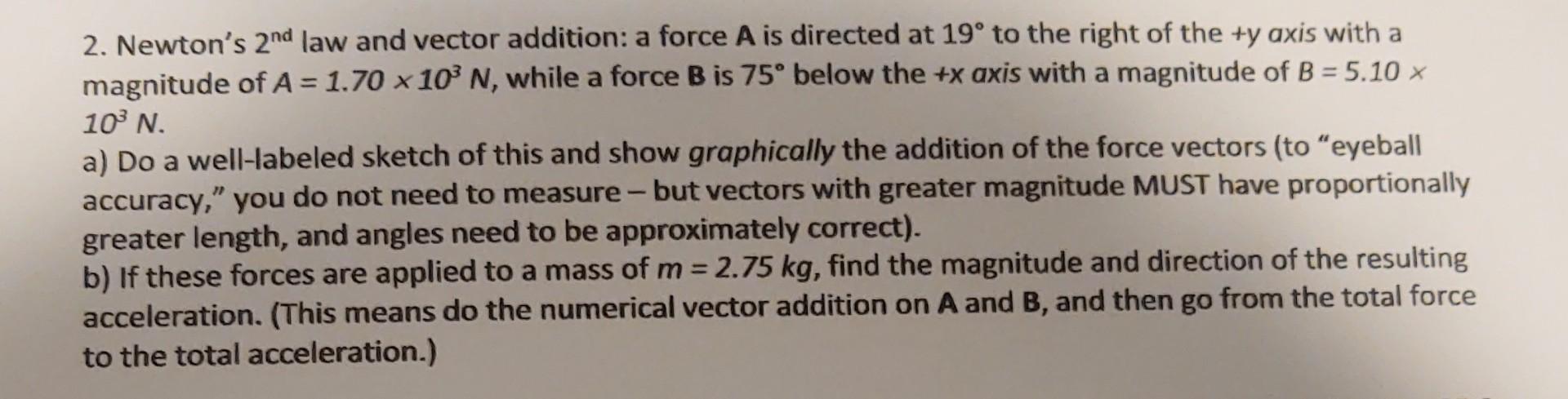 Solved 2. Newton's 2nd law and vector addition: a force A | Chegg.com