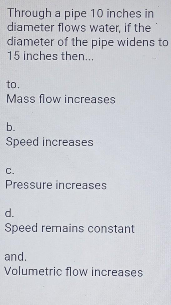 Solved Through a pipe 10 inches in diameter flows water, if | Chegg.com