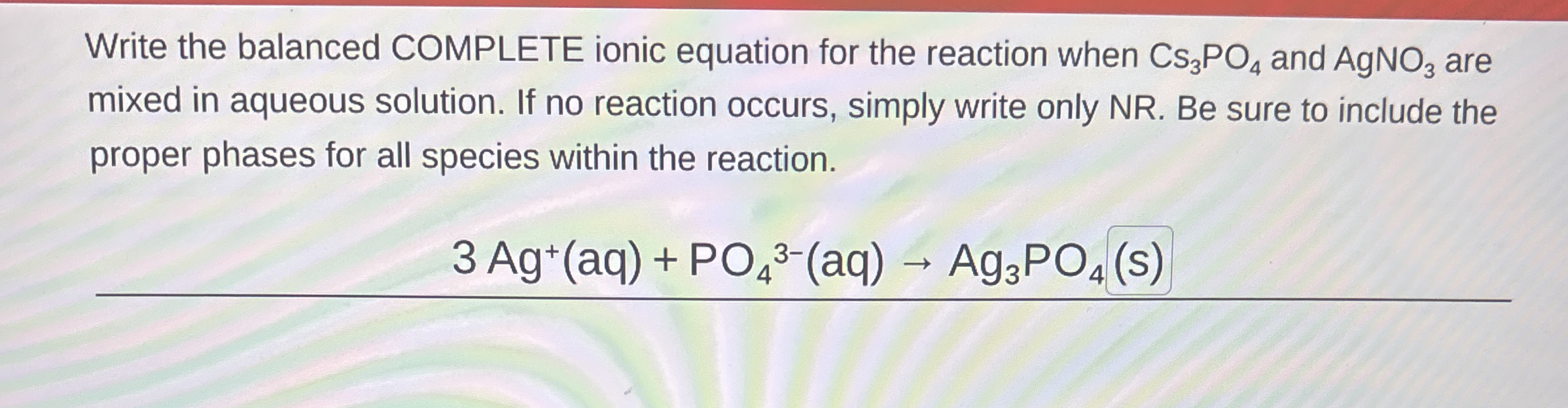 Solved Write the balanced COMPLETE ionic equation for the | Chegg.com