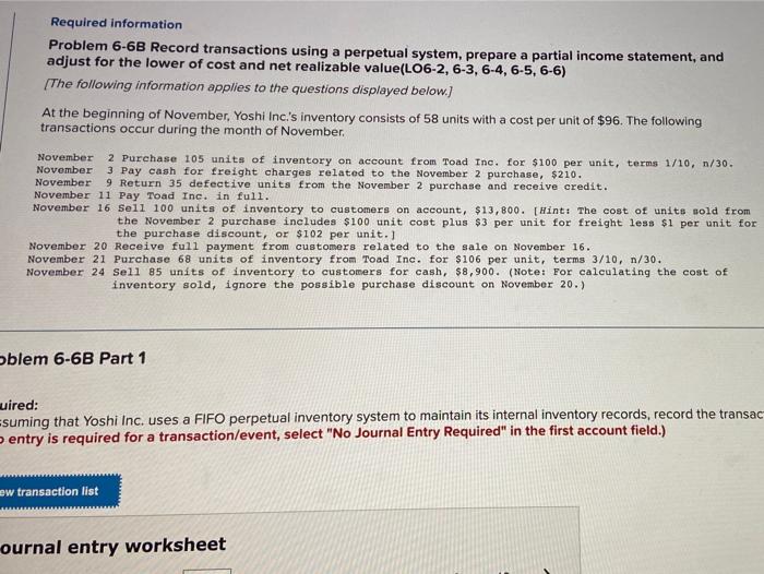 Solved Required information Problem 6-6B Record transactions | Chegg.com