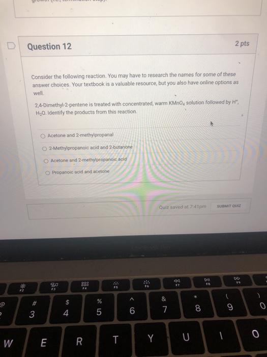 Solved Question 12 2 pts Consider the following reaction. | Chegg.com