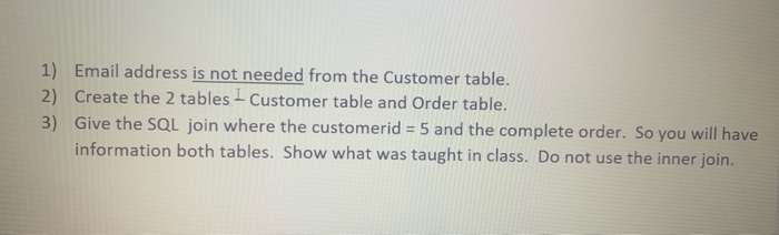 Solved customerid Customer Name CustomerCity Customermail 1 | Chegg.com