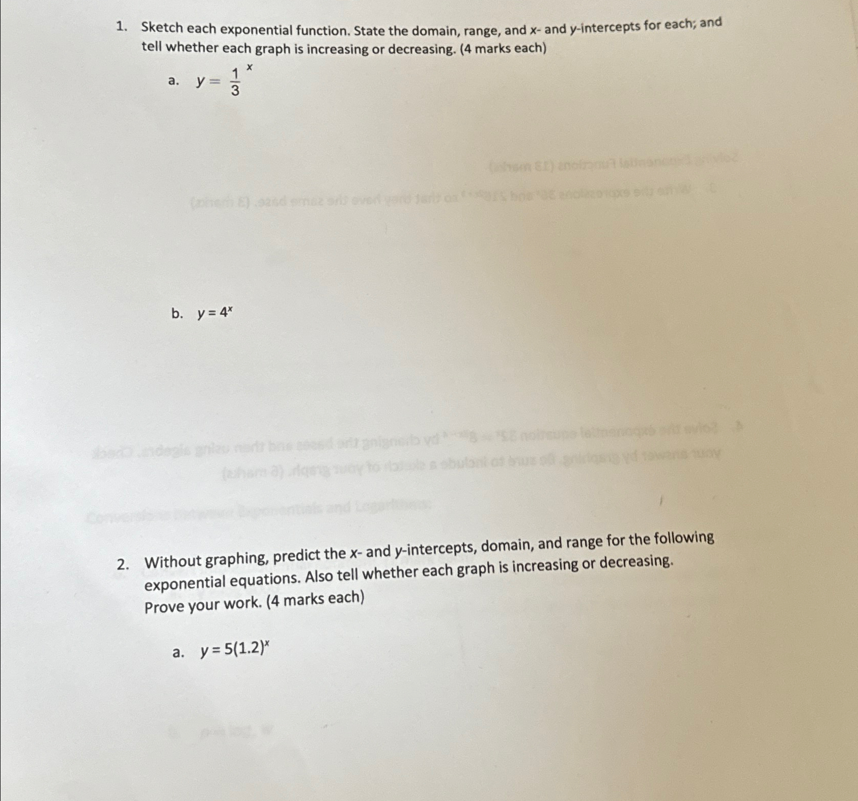 Solved Sketch each exponential function. State the domain, | Chegg.com