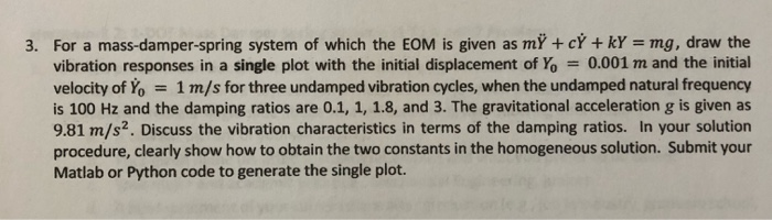 3. For a mass-damper-spring system of which the EOM | Chegg.com