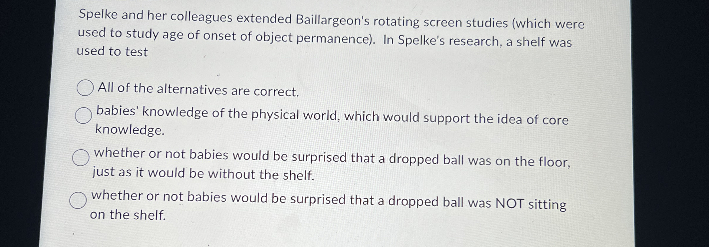 High Quality SOLUTION Spelke and her colleagues extended Baillargeon's ...