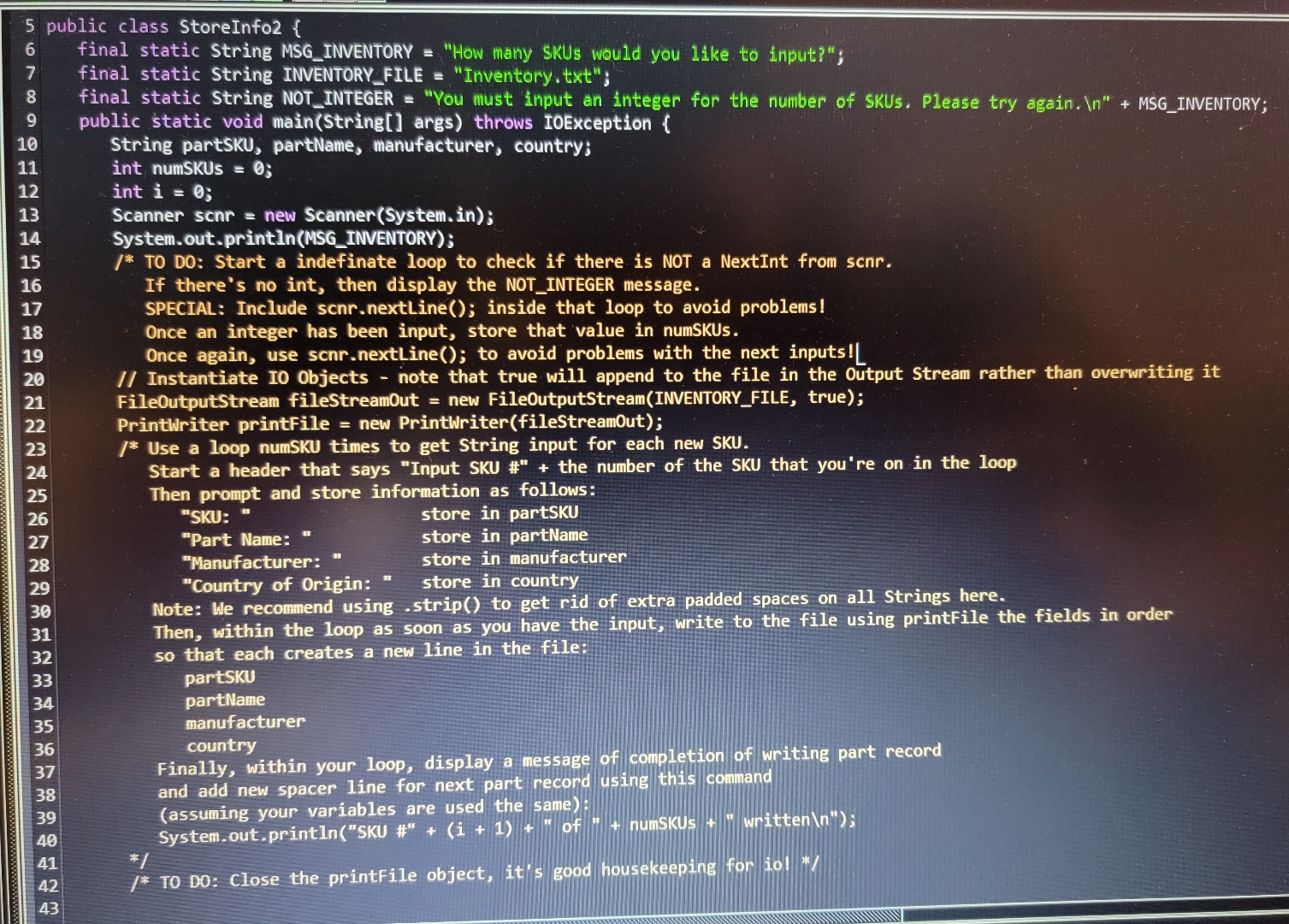 Solved Public Class Storeinfo2 {final Static String Msg