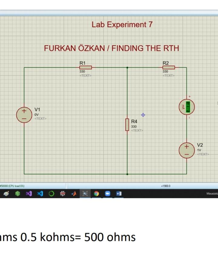 Solved Verify the thevenin theorem Lab Experiment 7 FURKAN | Chegg.com