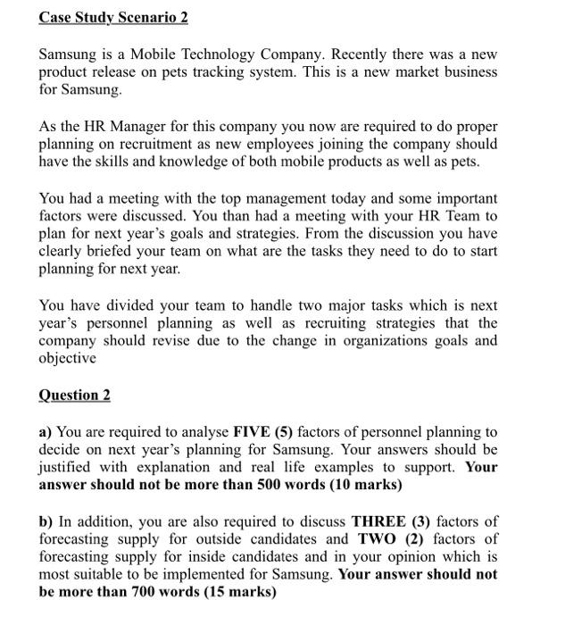 Solved Case Study Scenario 2 Samsung is a Mobile Technology | Chegg.com