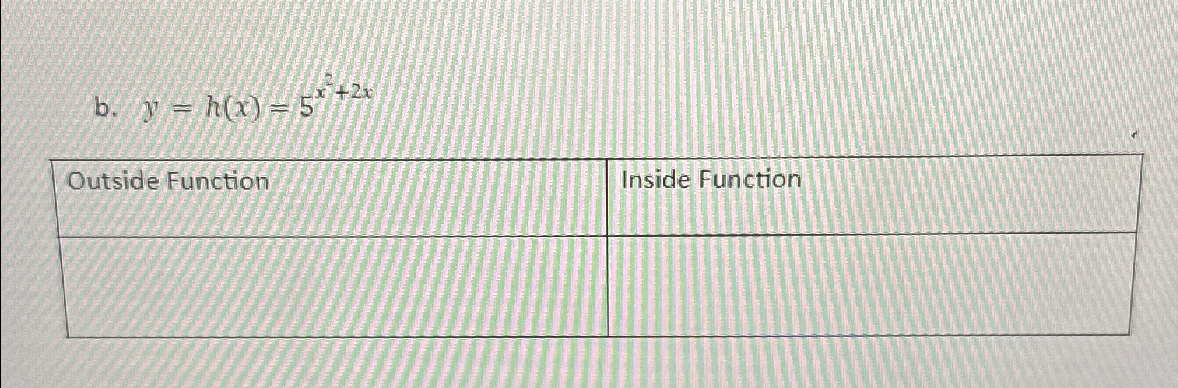 Solved b. y=h(x)=5x2+2xOutside Function,Inside Function | Chegg.com