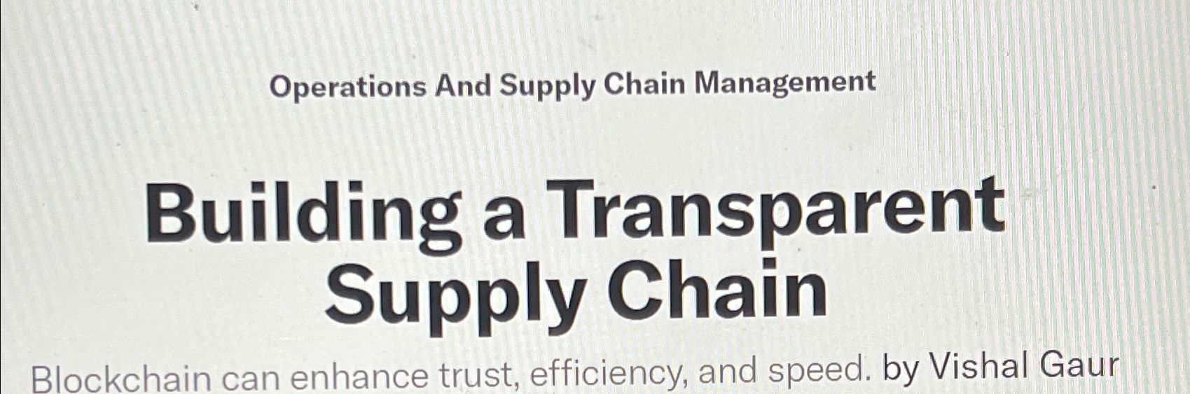 Solved Operations And Supply Chain ManagementBuilding a | Chegg.com