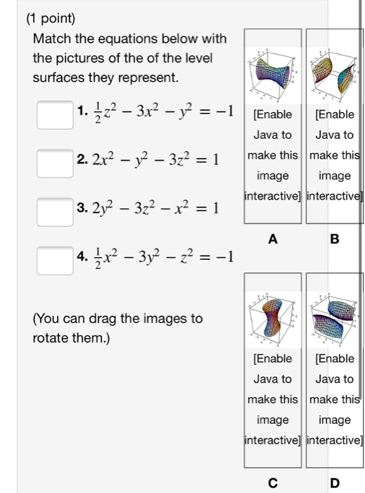 Solved (1 point) Match the equations below with the pictures | Chegg.com