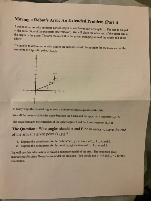 Solved Moving a Robot's Arm: An Extended Problem (Part 1) A | Chegg.com