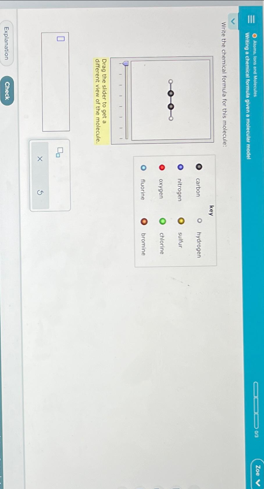 Solved Atoms, lons and MoleculesWriting a chemical formula | Chegg.com