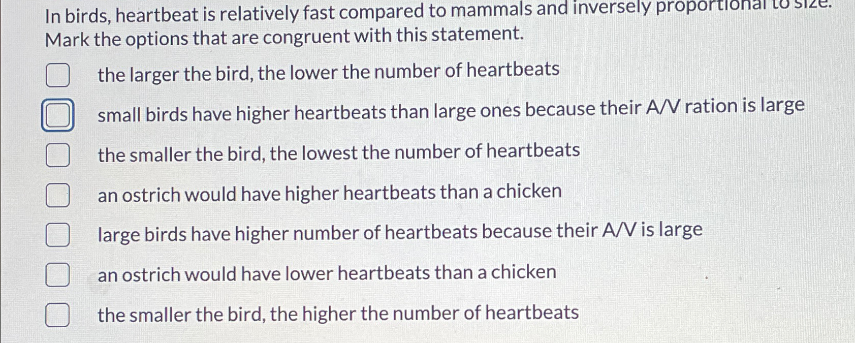 Solved In birds, heartbeat is relatively fast compared to | Chegg.com