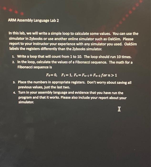 Solved ARM Assembly Language Lab 2 In this lab, we will | Chegg.com