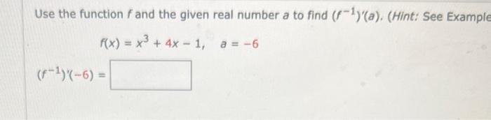 Solved Use the function f and the given real number a to | Chegg.com