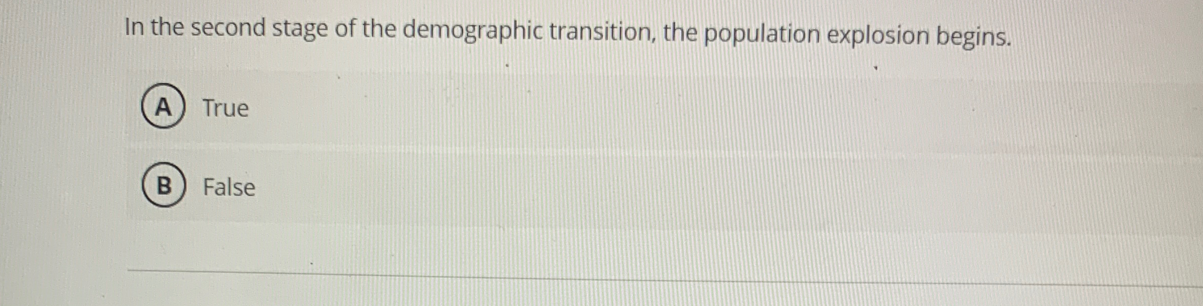 Solved In the second stage of the demographic transition, | Chegg.com
