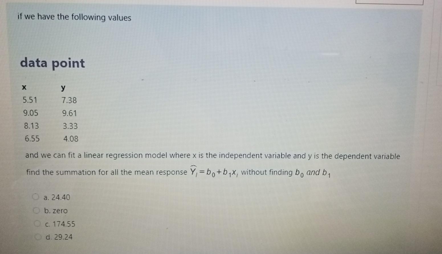 Solved if we have the following values data point X у 7.38 | Chegg.com