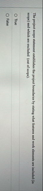 Solved The project scope statement establishes the project | Chegg.com