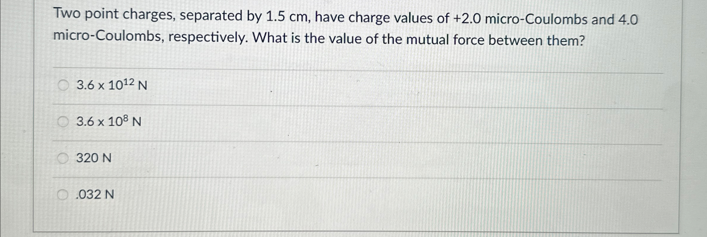Solved Two point charges, separated by 1.5cm, ﻿have charge | Chegg.com