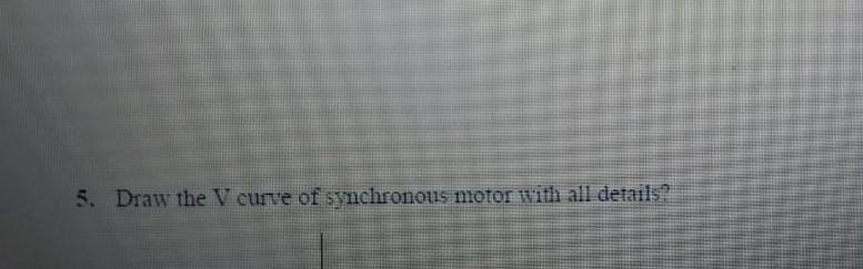 Solved 5. Draw the V curve of synchronous motor with all | Chegg.com