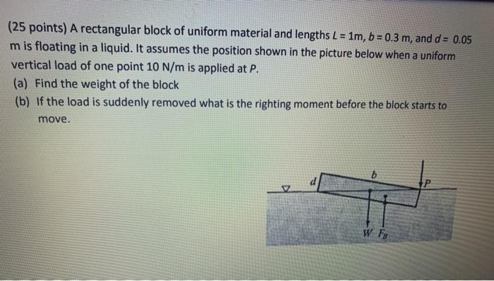 Solved (25 points) A rectangular block of uniform material | Chegg.com