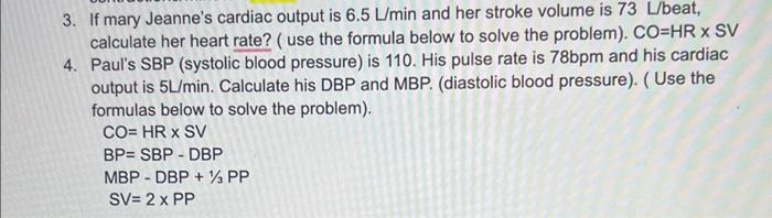 Solved 3. If mary Jeanne's cardiac output is 6.5 L/min and | Chegg.com