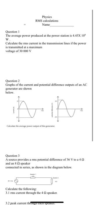 Solved generator are shown below. Calculate the average | Chegg.com