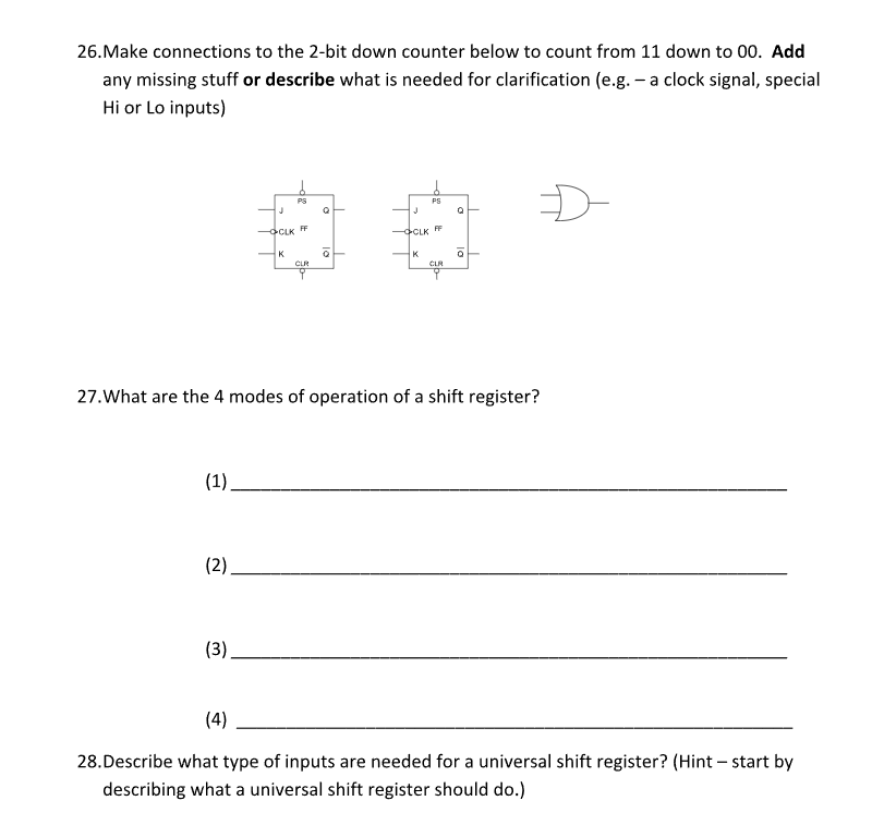 Solved 26.Make connections to the 2-bit down counter below | Chegg.com