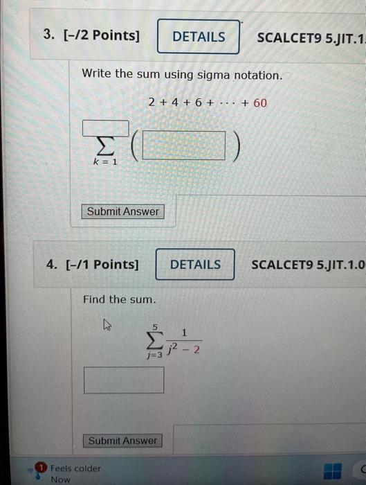Solved Write the sum using sigma notation. 2+4+6+⋯+60∑k=1( | Chegg.com