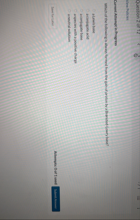 Solved Question 2 ﻿of 12View PoliciesCurrent Attempt in | Chegg.com
