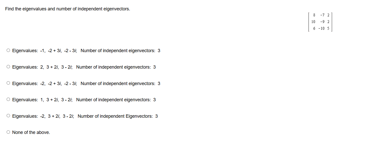 Solved Find the eigenvalues and number of ﻿independent | Chegg.com