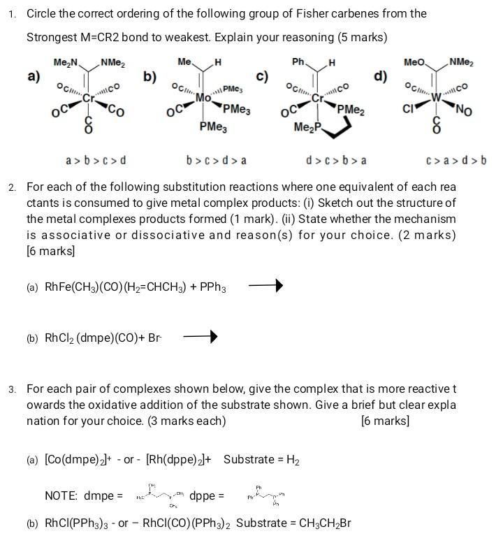 Solved 1. Circle the correct ordering of the following group | Chegg.com