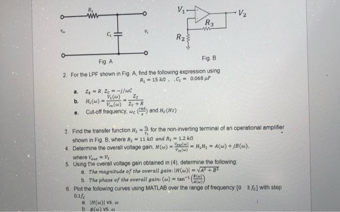 Solved 2. For the LPF shown in Fig A, find the following | Chegg.com