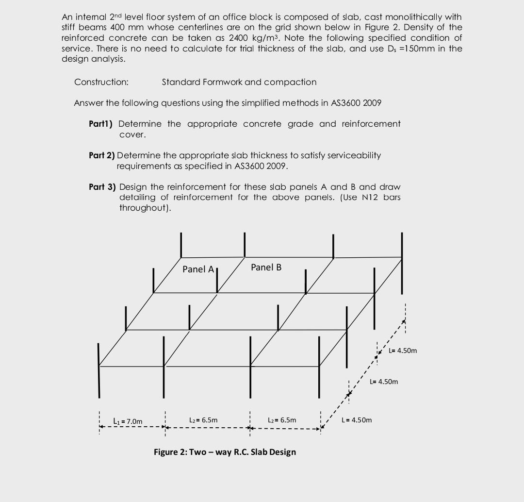 Solved An intemal 2nd level floor system of an office block | Chegg.com