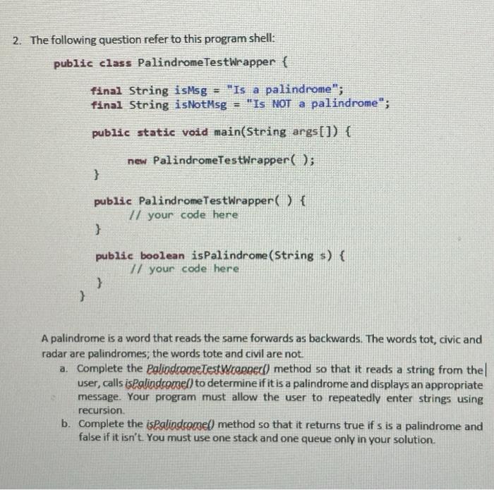 Solved 2. The following question refer to this program | Chegg.com