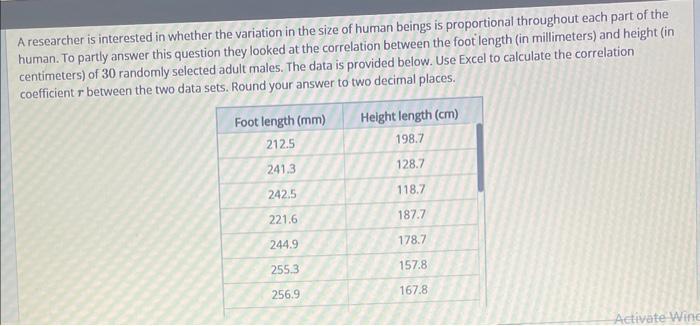 A researcher is interested in whether the variation | Chegg.com