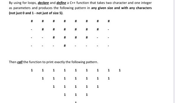 Solved By using for loops, declare and define a C++ function | Chegg.com
